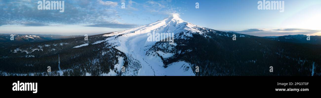 Snow covers Mt Hood, a beautiful stratovolcano found about 50 miles ...