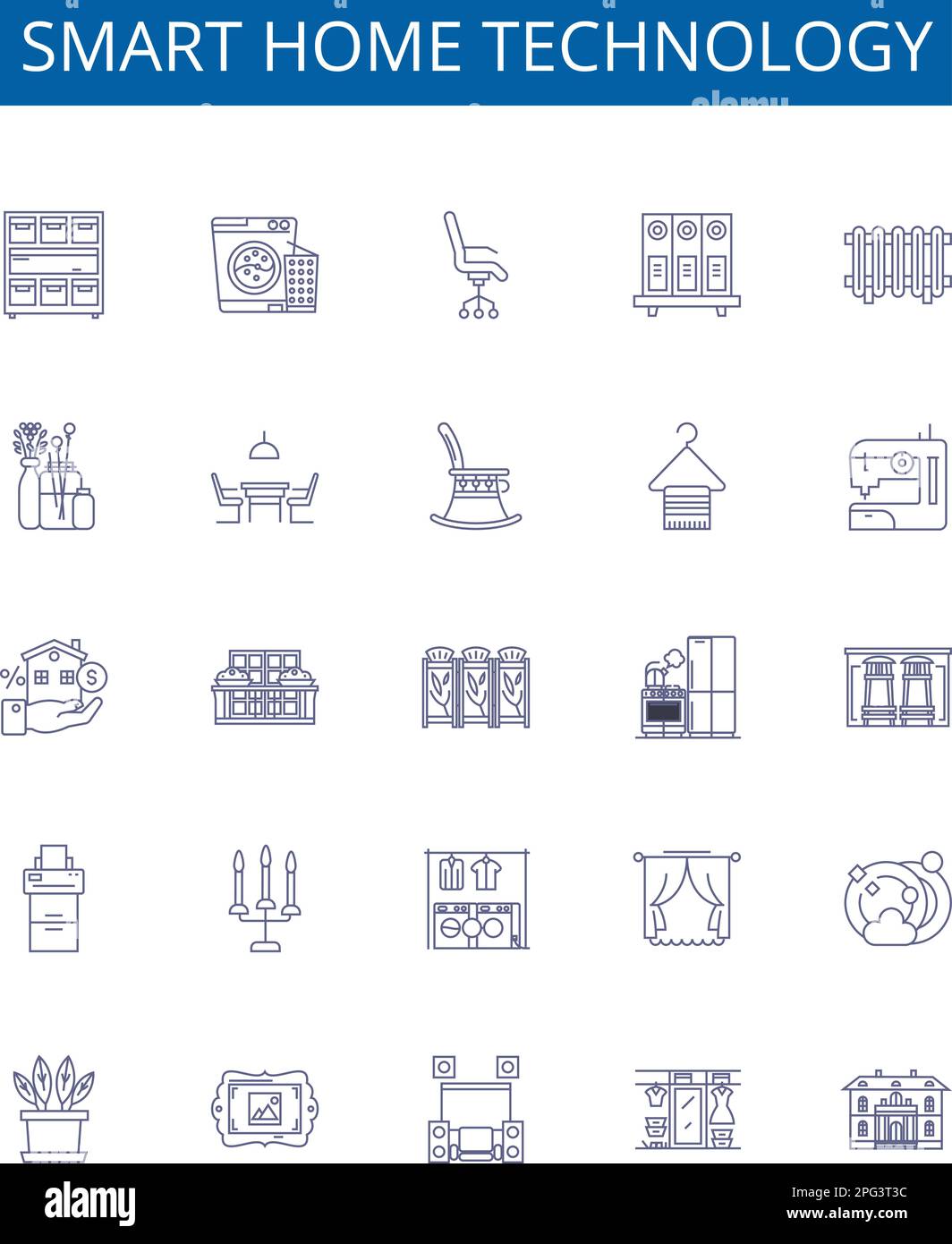 Smart home technology line icons signs set. Design collection of Smart, Home, Technology ...