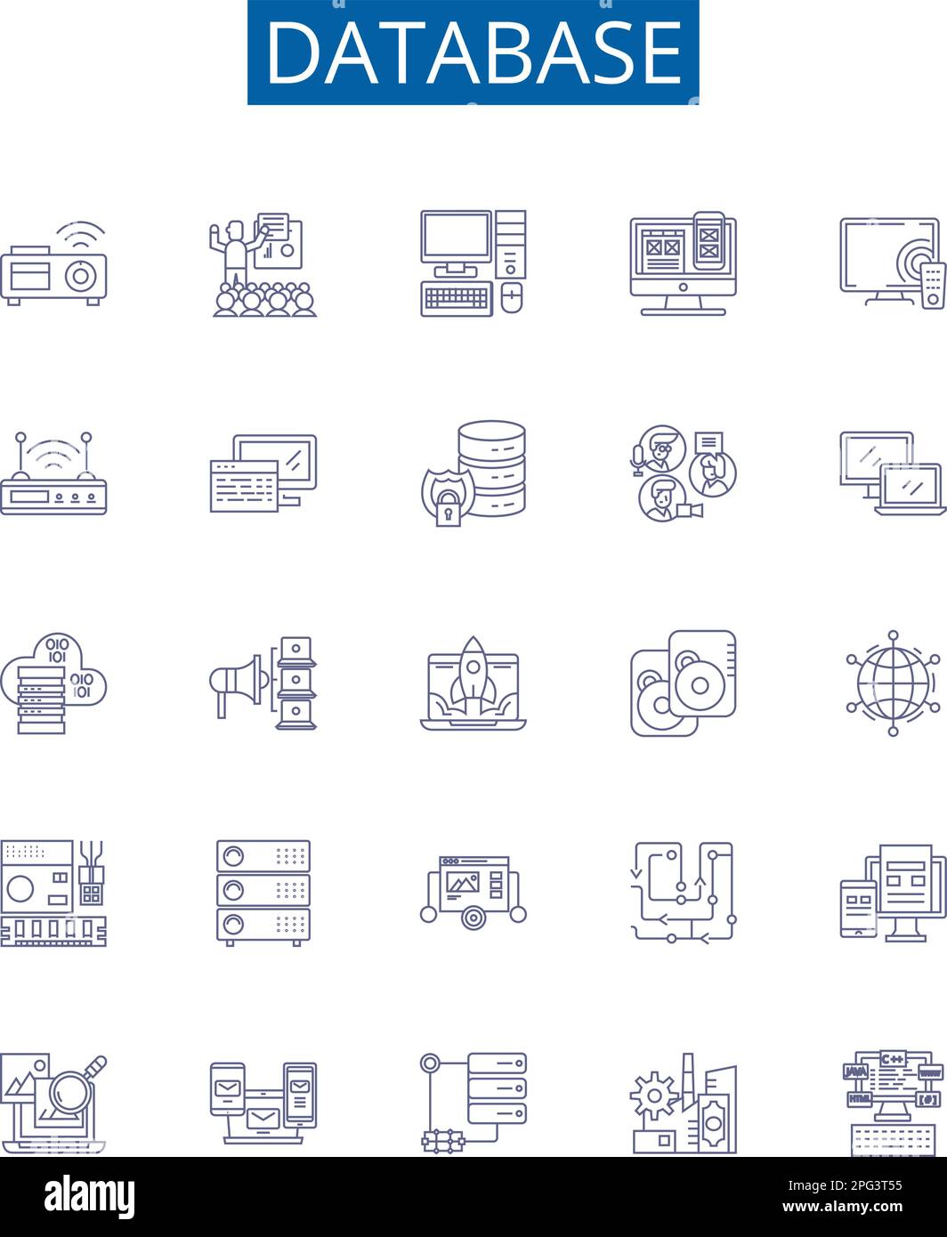 Database Line Icons Signs Set Design Collection Of Database Store Records Storage