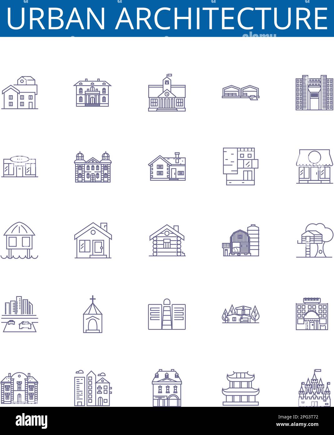 Urban architecture line icons signs set. Design collection of Urbanity ...