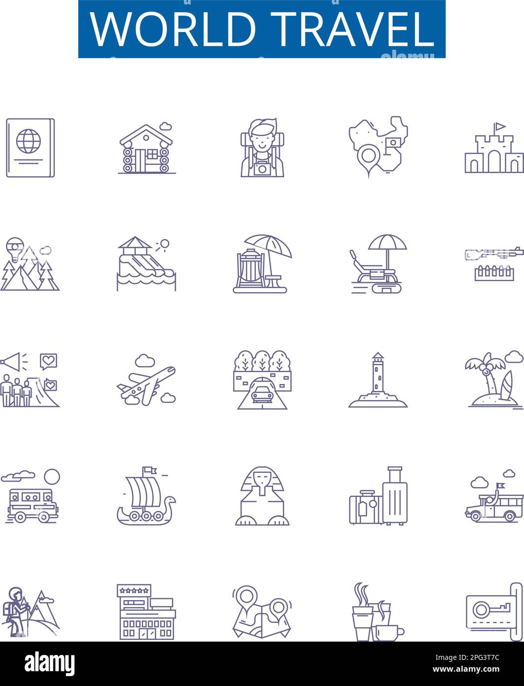 World travel line icons signs set. Design collection of Voyage, Tour ...