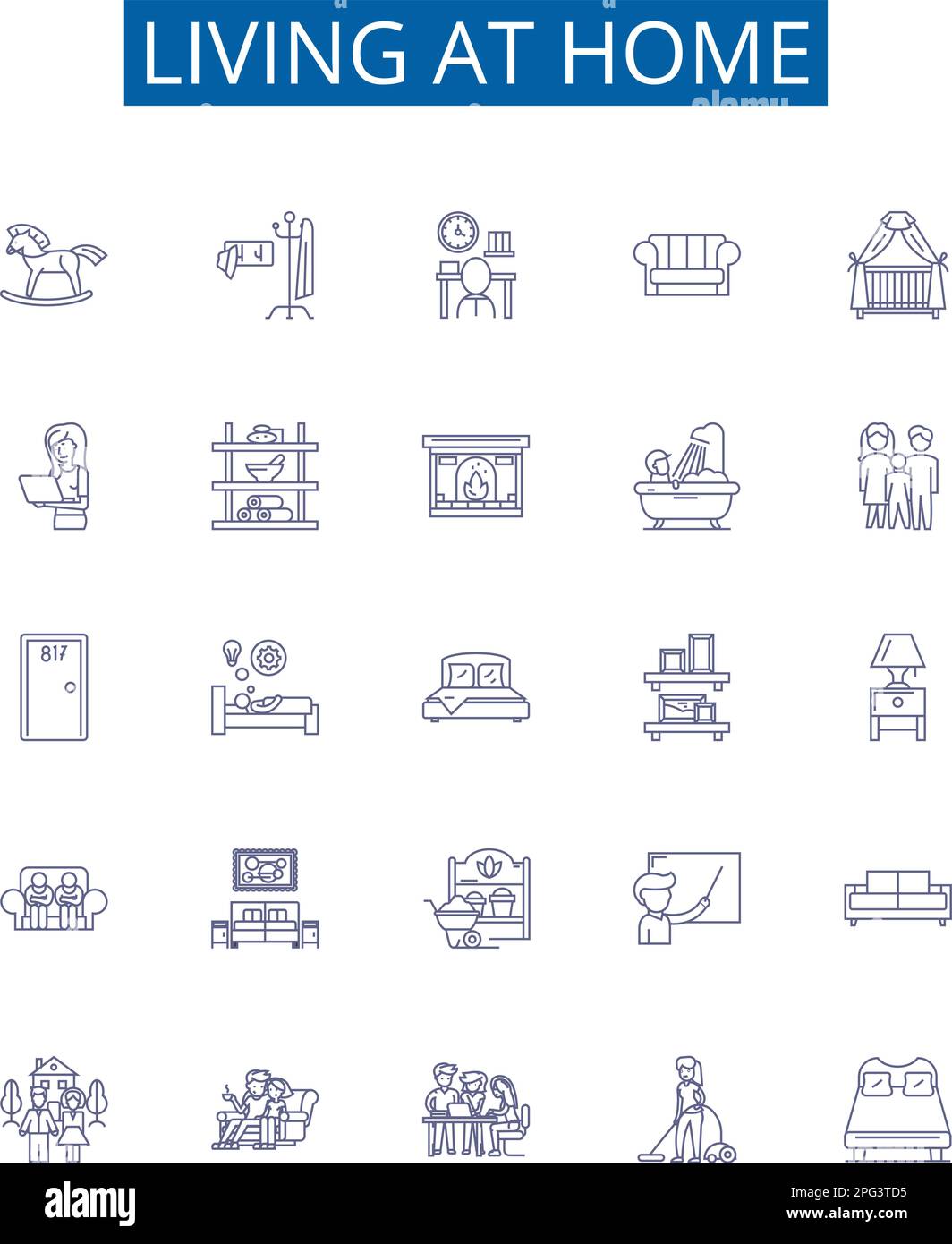 Living at home line icons signs set. Design collection of Dwelling ...