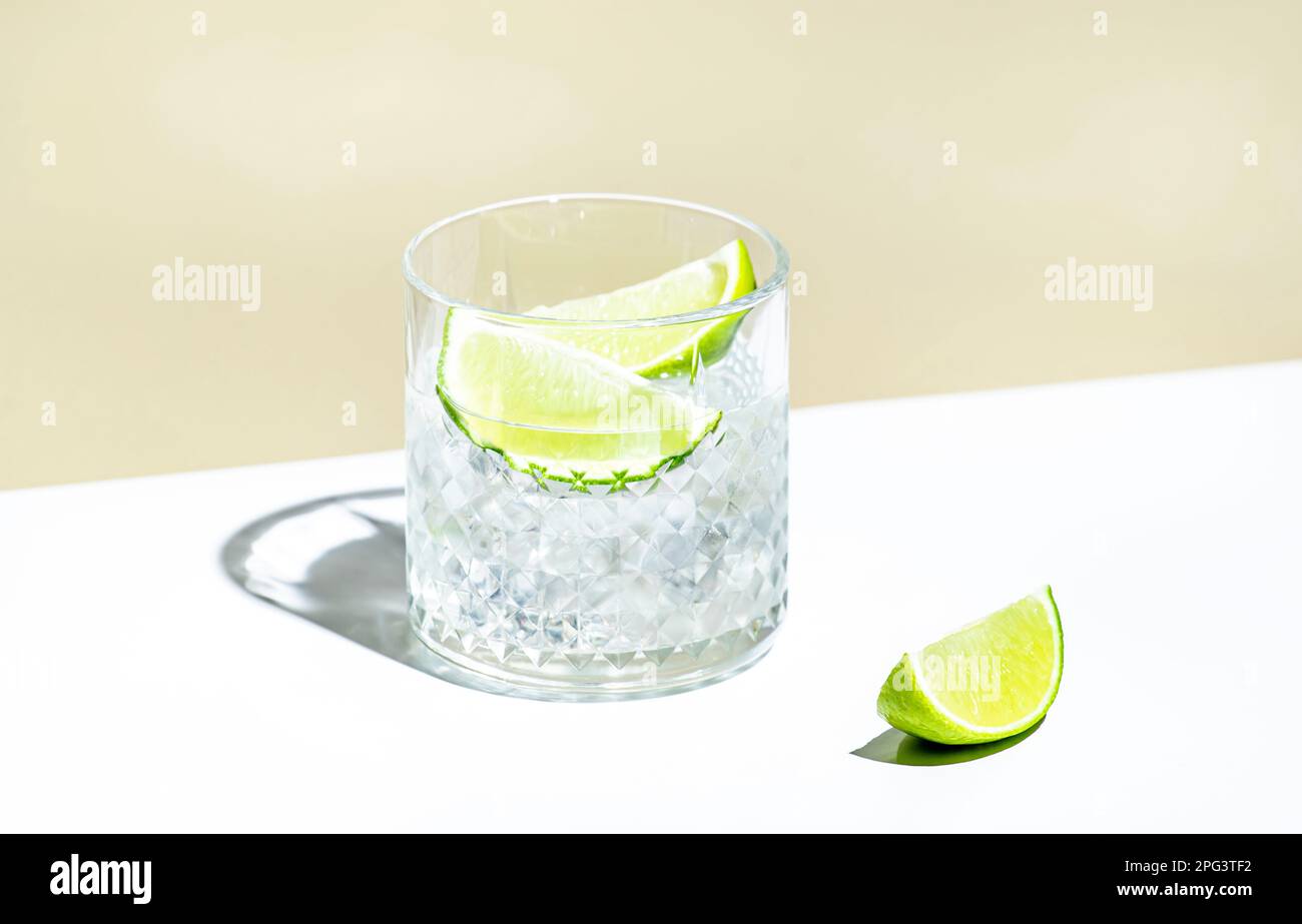 Ti punch alcoholic cocktail drink with white rum agricole, sugar syrup ...