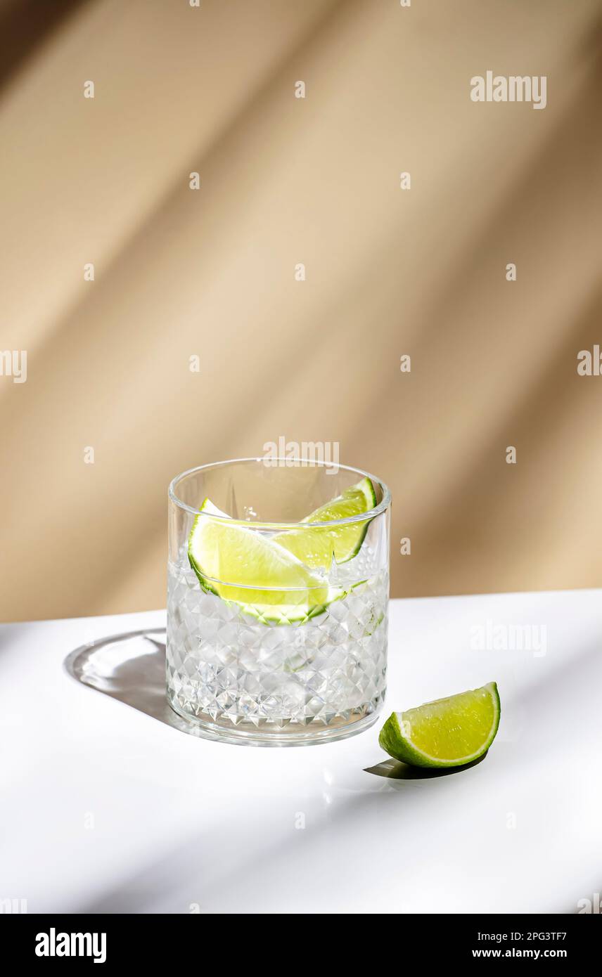 Ti punch alcoholic cocktail drink with white rum agricole, sugar syrup ...