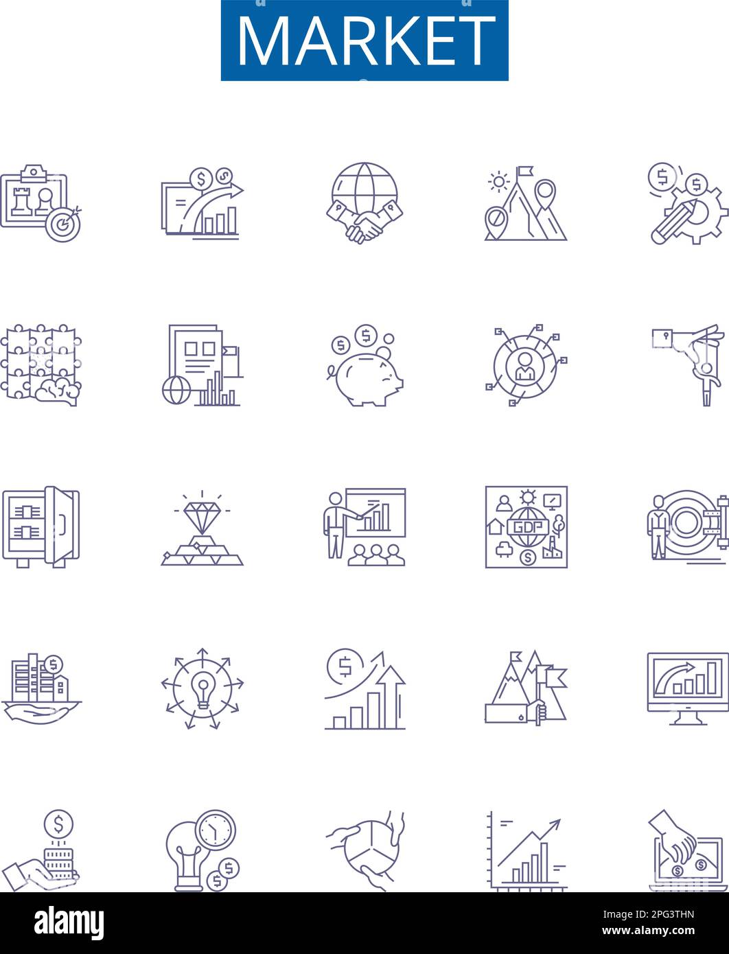 Market line icons signs set. Design collection of Market, Trade ...