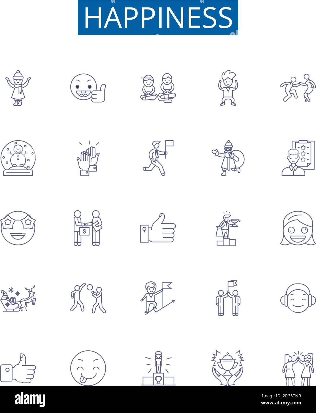 Happiness line icons signs set. Design collection of Joy, Bliss ...