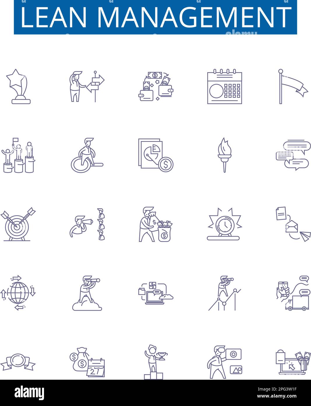 Lean management line icons signs set. Design collection of Lean ...