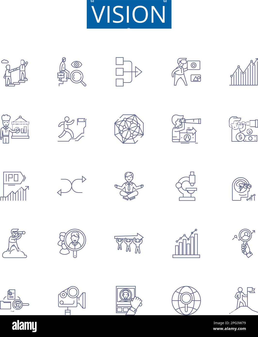 Vision line icons signs set. Design collection of Perception, Gaze ...