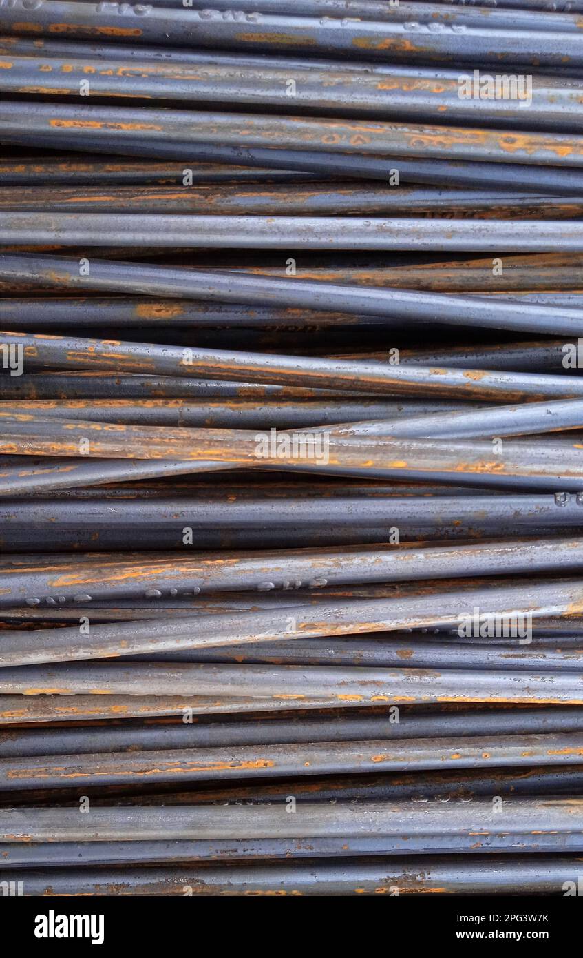 close up steel bar or steel reinforcement bar in the construction site ...
