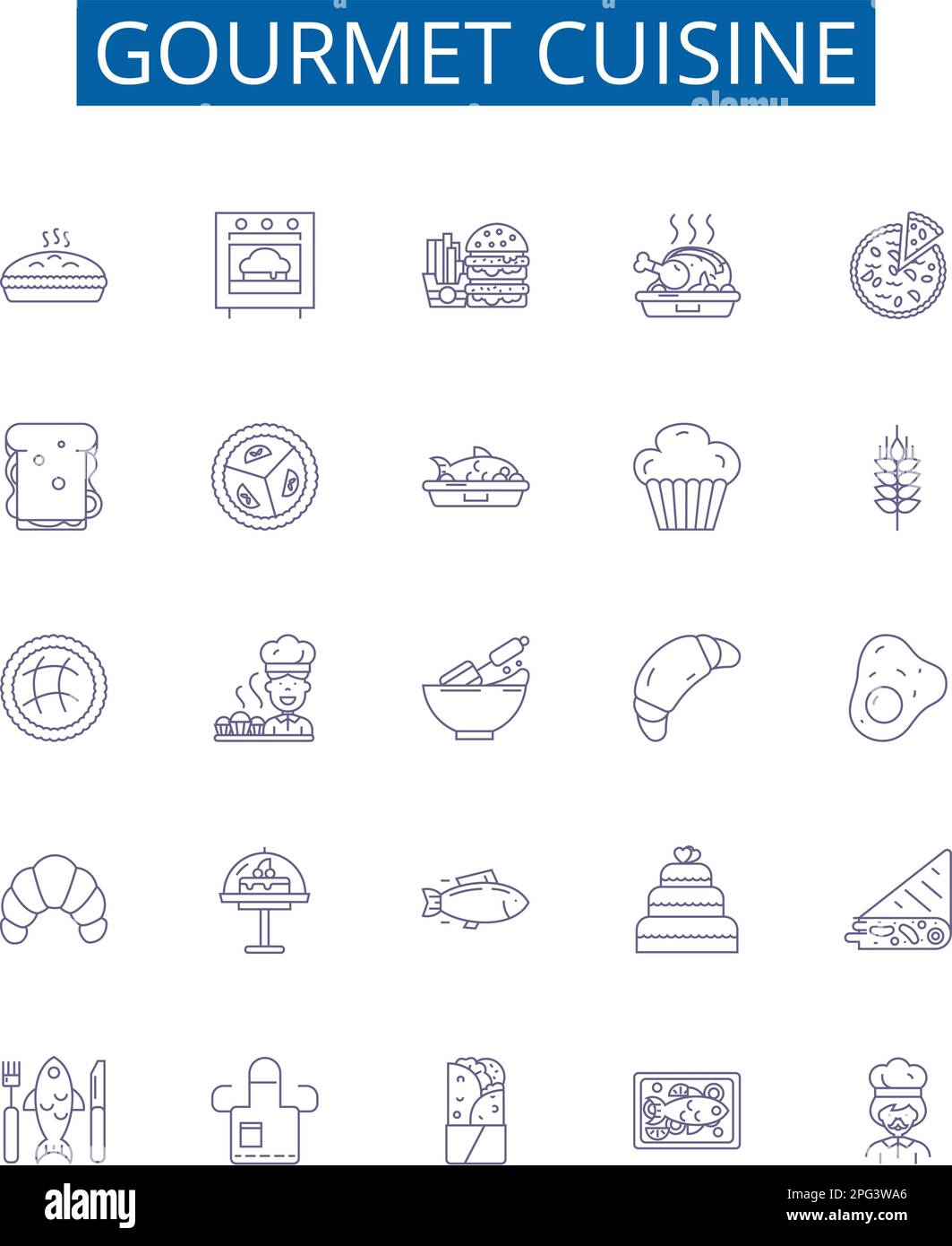 Gourmet cuisine line icons signs set. Design collection of Gourmet ...