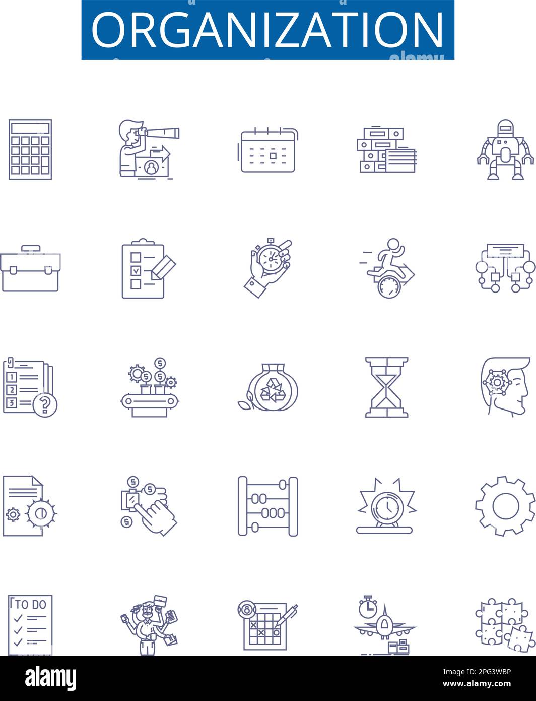 Organization Line Icons Signs Set Design Collection Of Organize Group