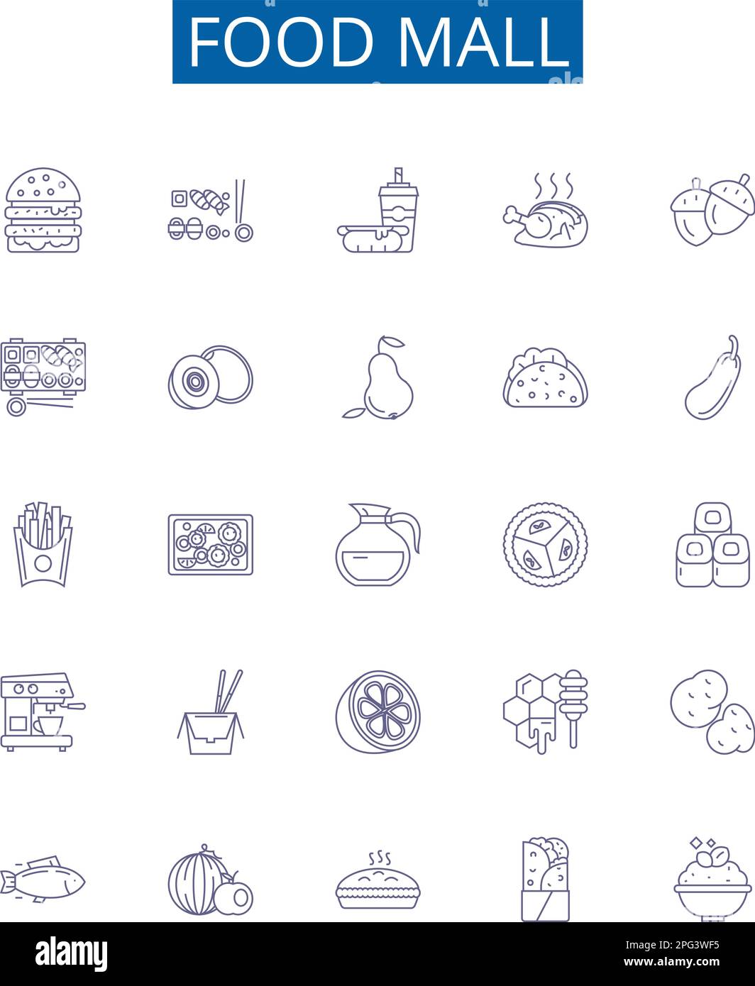 Food mall line icons signs set. Design collection of Eatery, Gastronomy ...