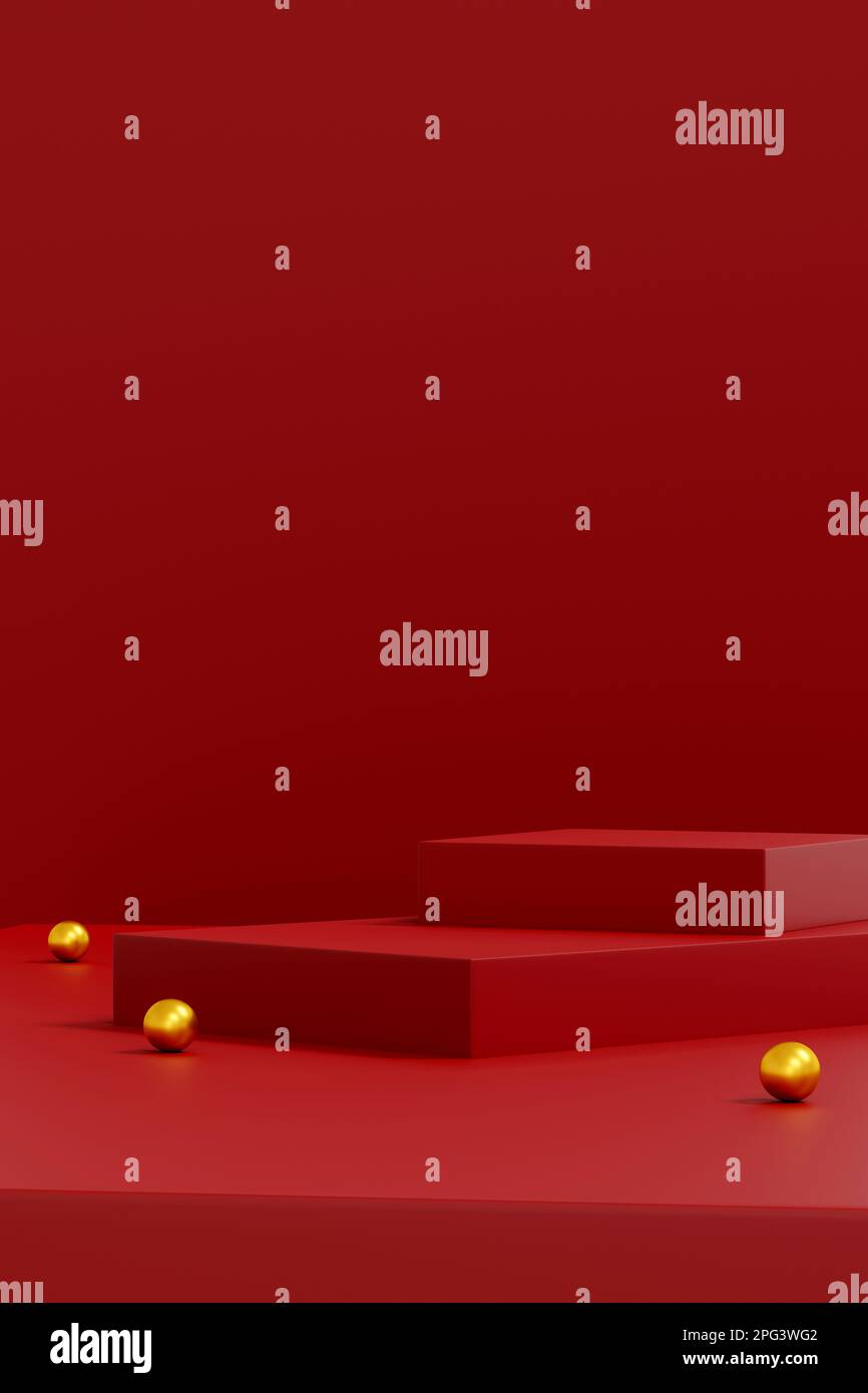 red podium minimal on stage with sweet red platform. stage to show ...