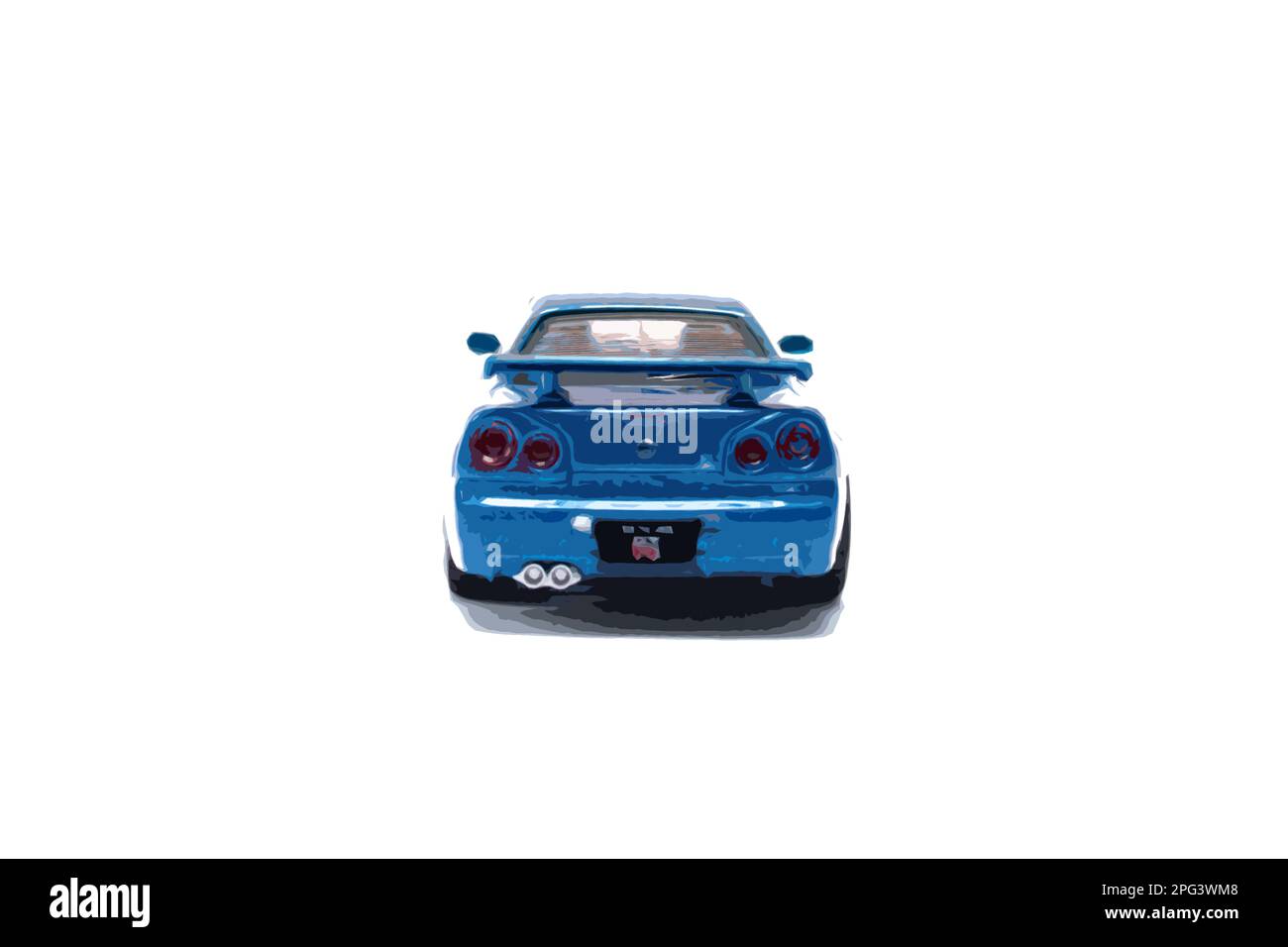 A photo of a blue toy car edited to cartoon, on isolated white Stock ...