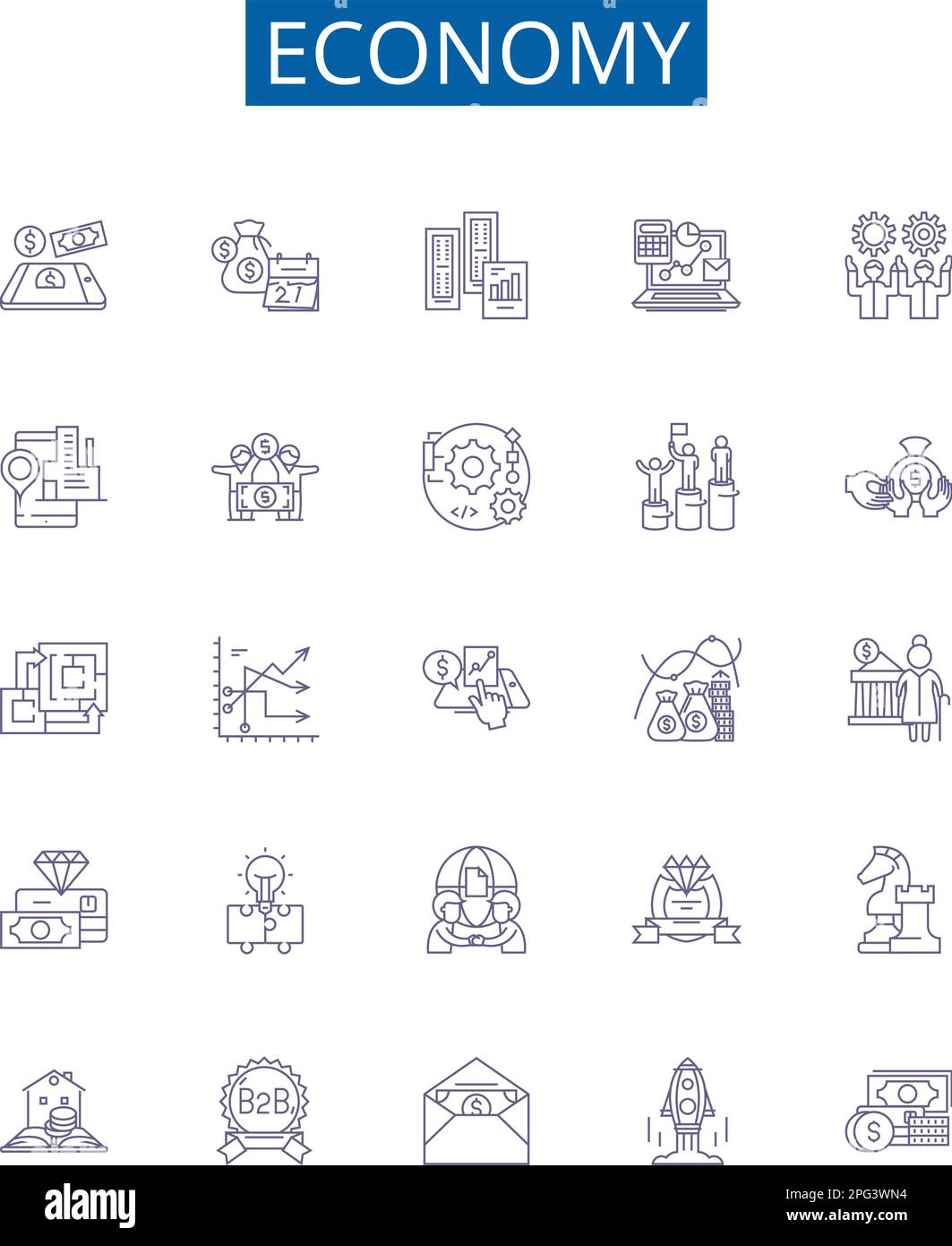 Economy line icons signs set. Design collection of Finance, Exchange ...