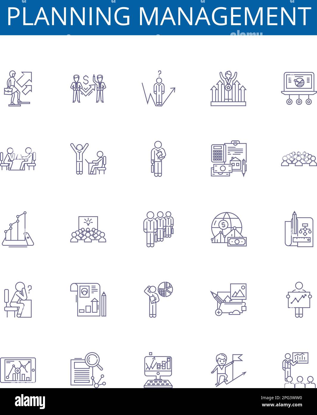Planning management line icons signs set. Design collection of Planning ... Planning management line icons signs set. Design collection of Planning ...