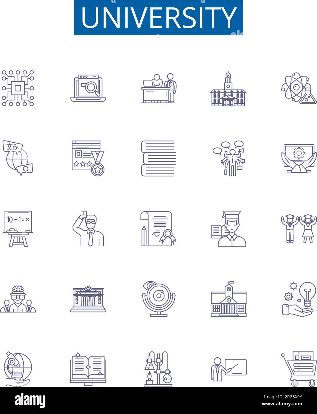 University line icons signs set. Design collection of College, Institute, Education, Academia ...
