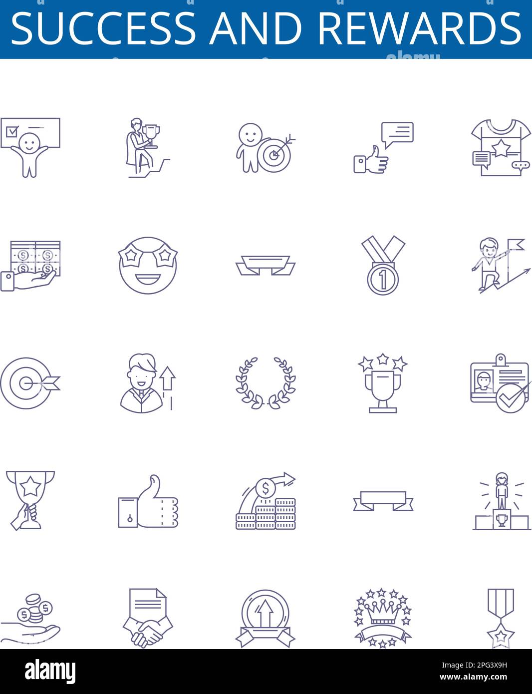 Success and rewards line icons signs set. Design collection of ...