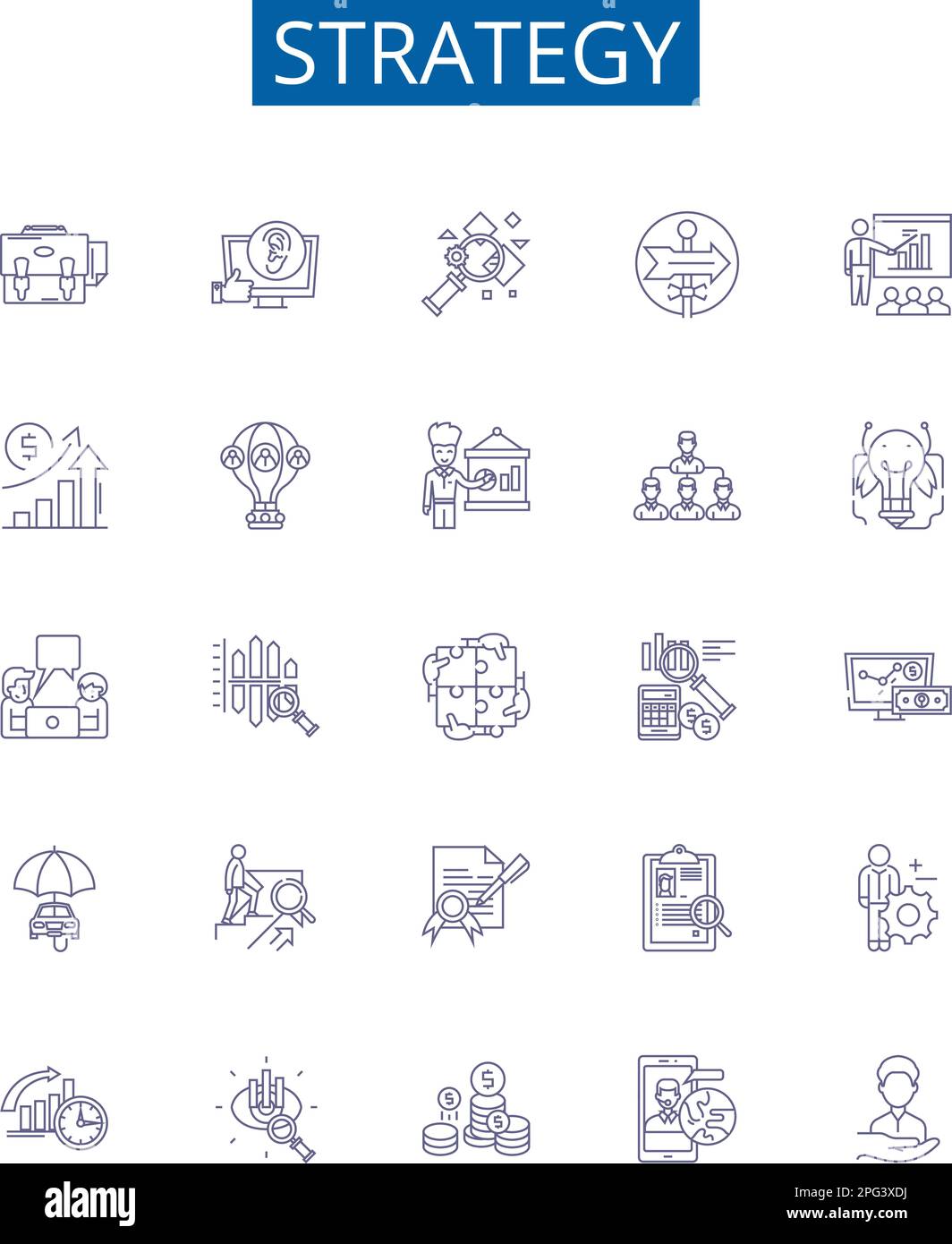 Strategy line icons signs set. Design collection of Planning, Method ...