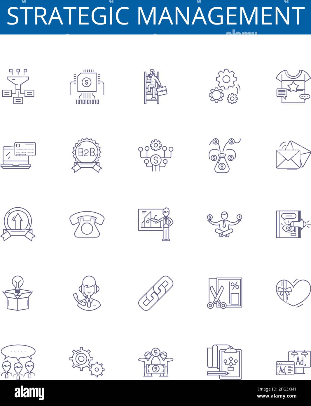 Strategic management line icons signs set. Design collection of ...