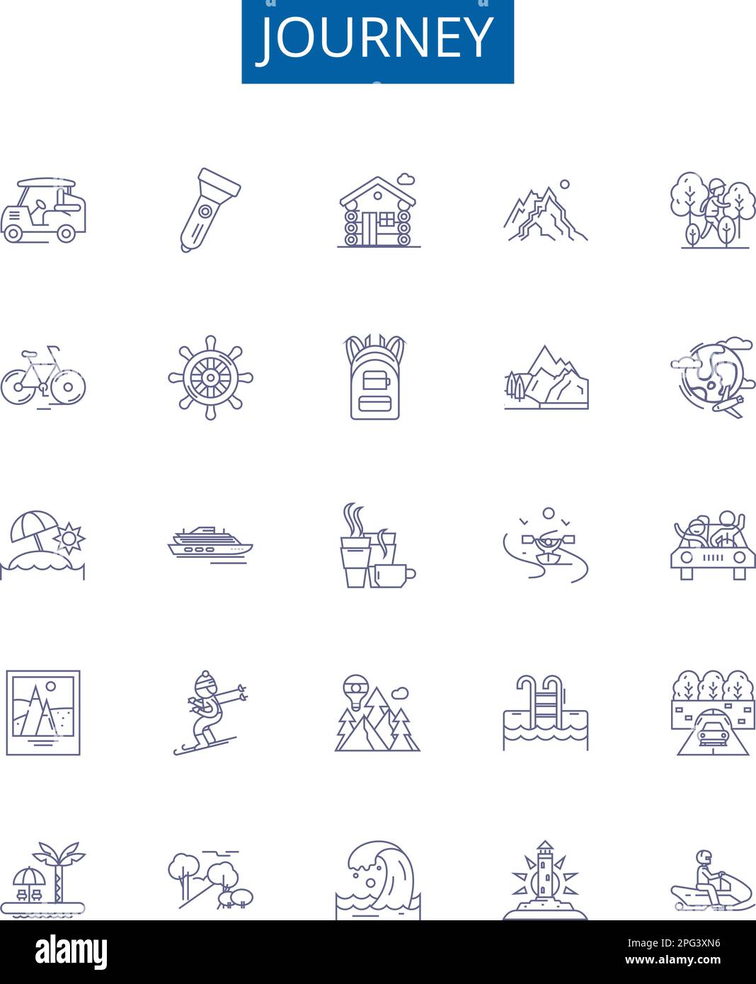 Journey line icons signs set. Design collection of Travel, Trek ...