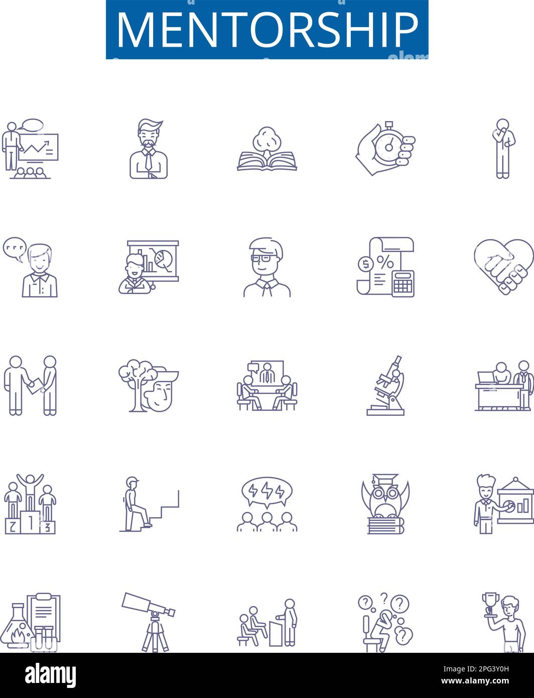 Mentorship line icons signs set. Design collection of Mentor, Mentorship, Guidance, Tutelage ...