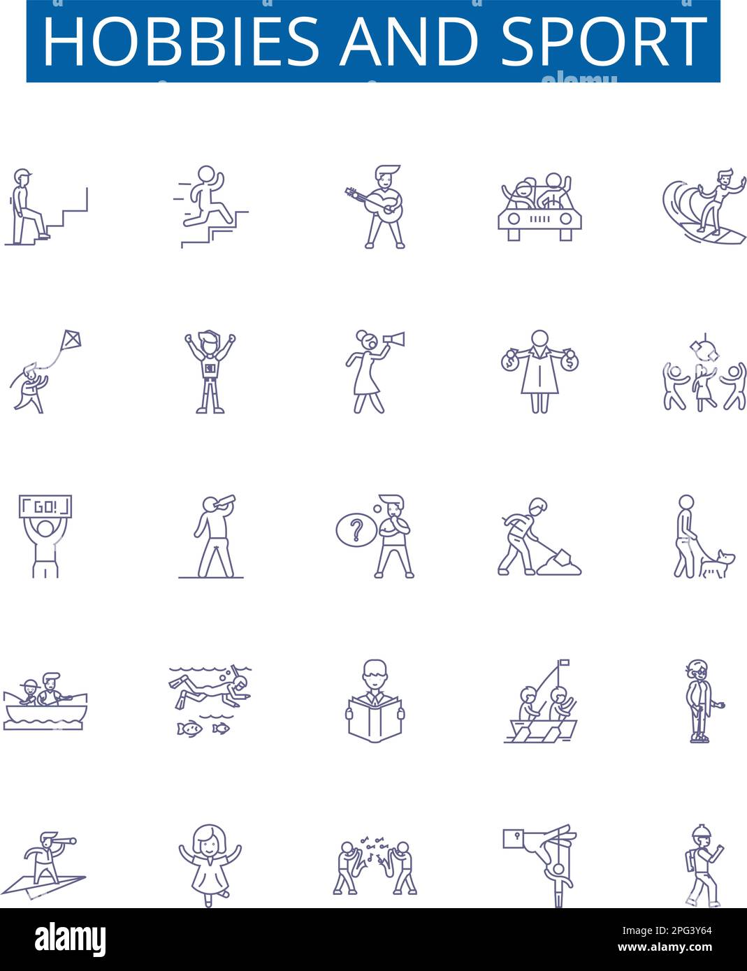 Hobbies and sport line icons signs set. Design collection of sport ...