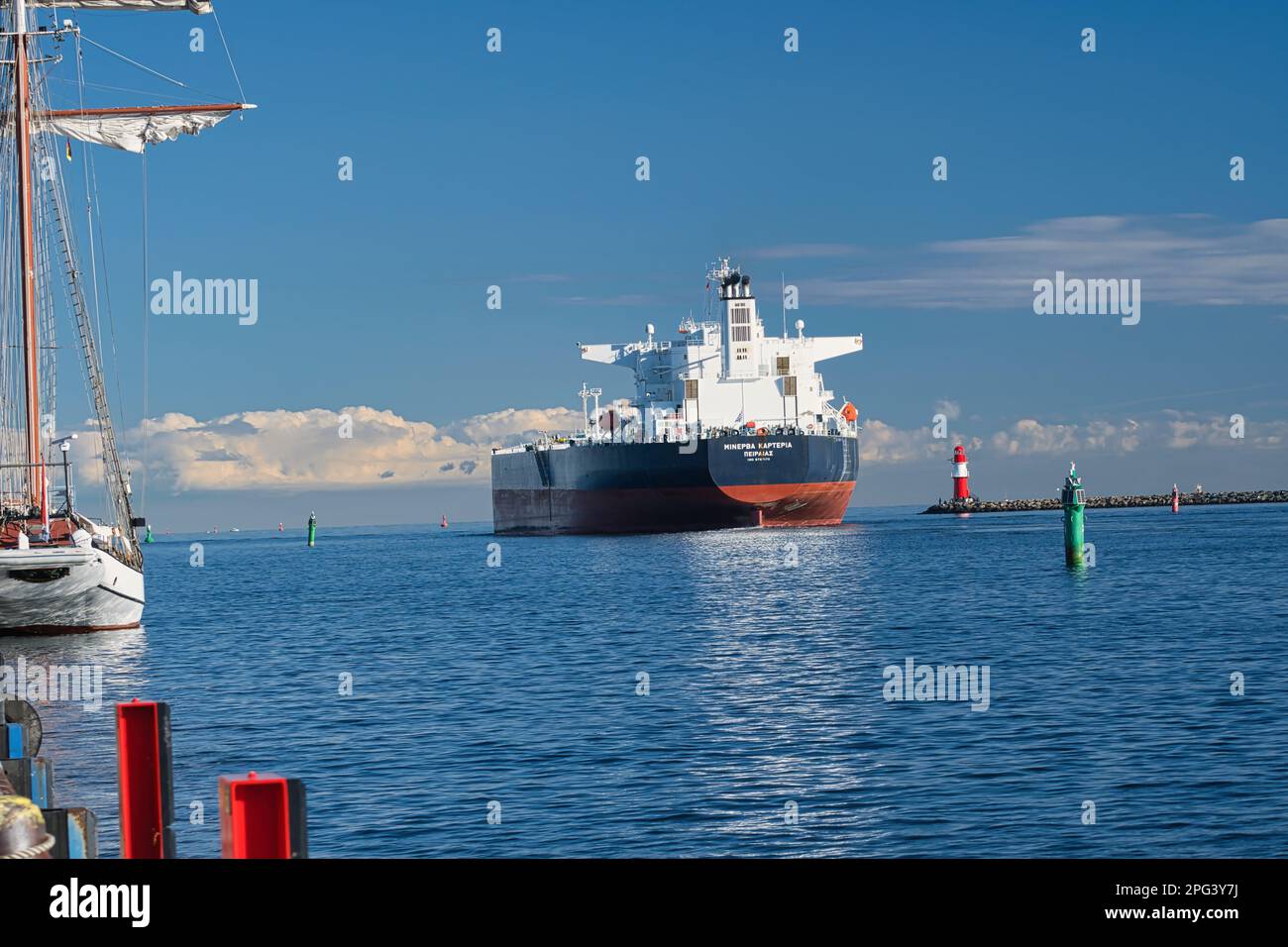 hansa shipping in the port of warnemuende Stock Photo - Alamy