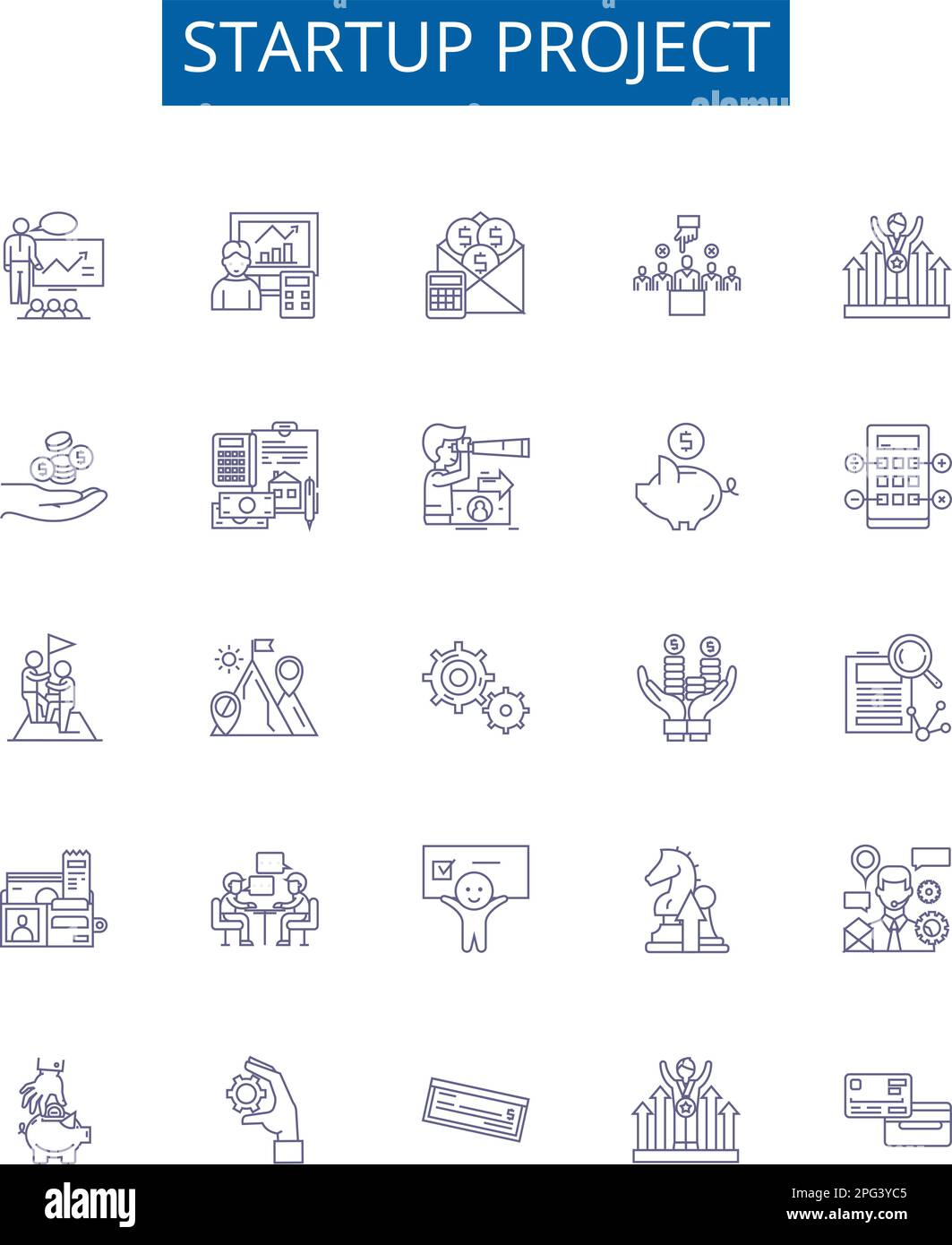 Startup project line icons signs set. Design collection of Startup ...