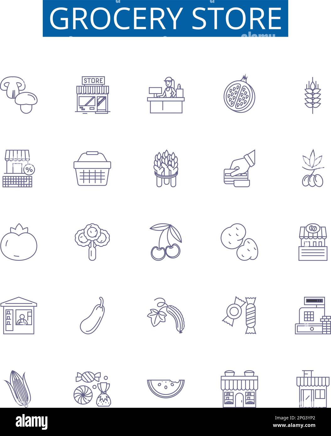 Grocery store line icons signs set. Design collection of Grocery, Store ...