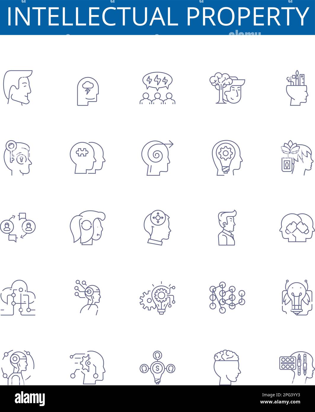 Intellectual property line icons signs set. Design collection of IP ... Intellectual property line icons signs set. Design collection of IP ...
