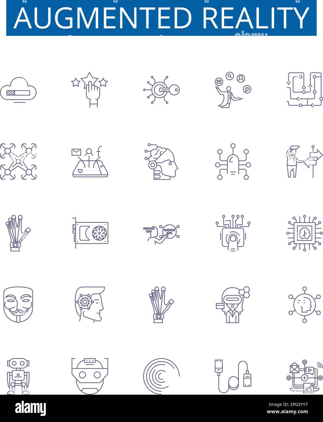 Augmented reality line icons signs set. Design collection of Augmented ... Augmented reality line icons signs set. Design collection of Augmented ...