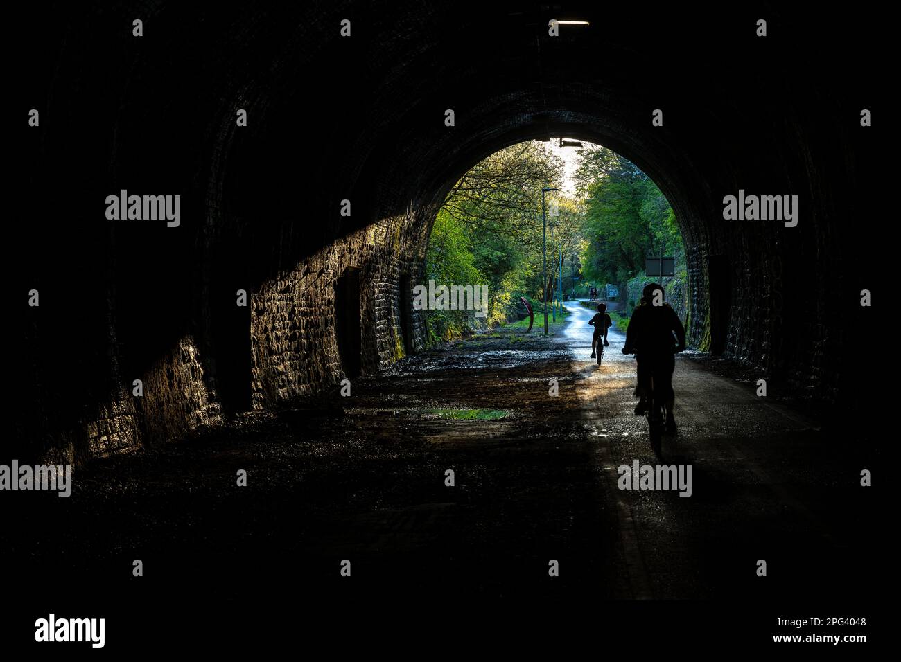 Cyclists pass through the Staple Hill Tunnel in north Bristol on the ...