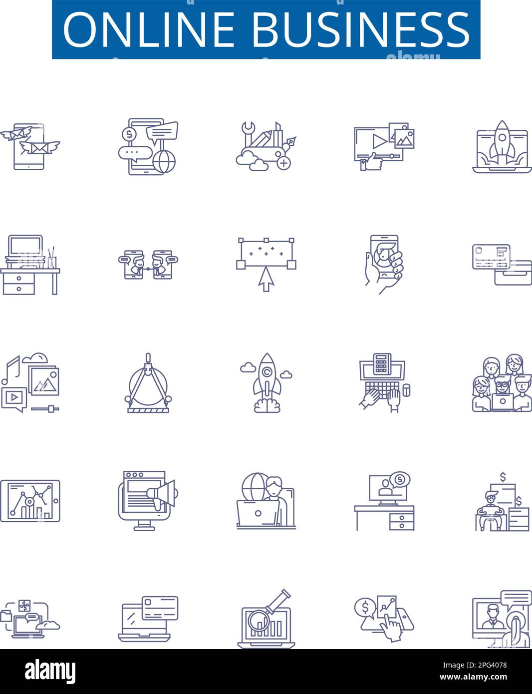 Online business line icons signs set. Design collection of Ecommerce ...