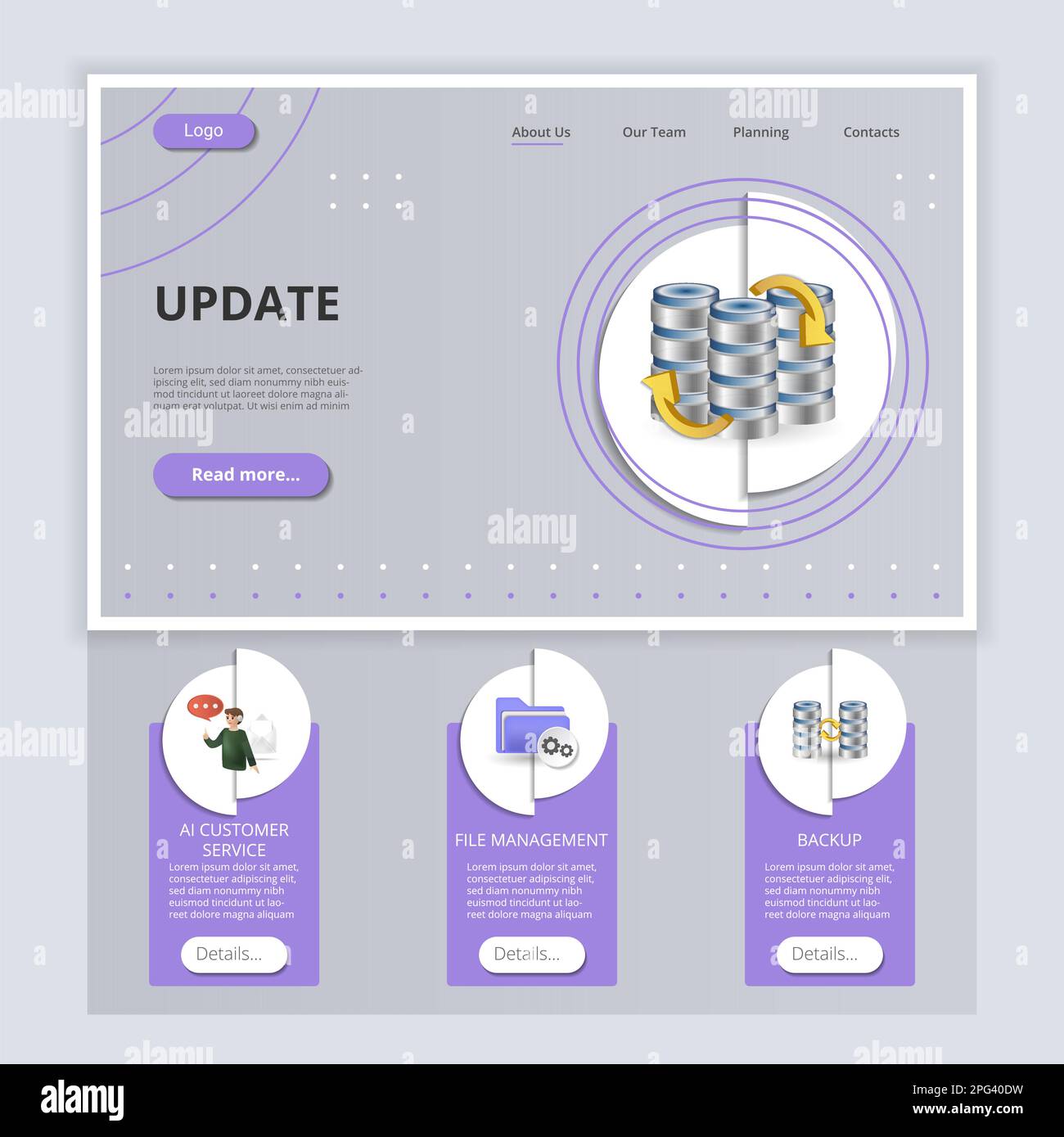 Update flat landing page website template. Ai customer service, file ...