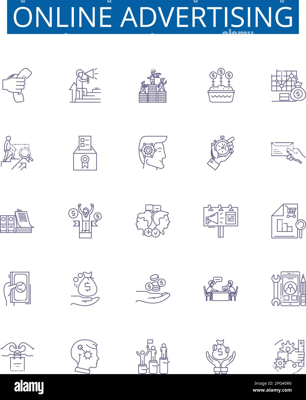 Online advertising line icons signs set. Design collection of Digital, Ads, Internet, Promotions ...