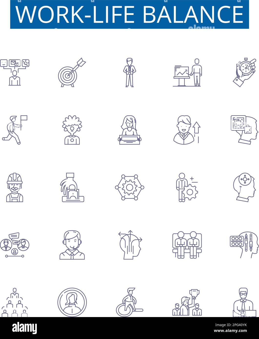 Work-life balance line icons signs set. Design collection of Work life ...