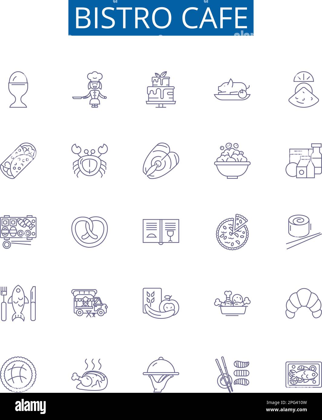 Bistro cafe line icons signs set. Design collection of Bistro, Cafe, Dining, Restaurant, Cuisine ...