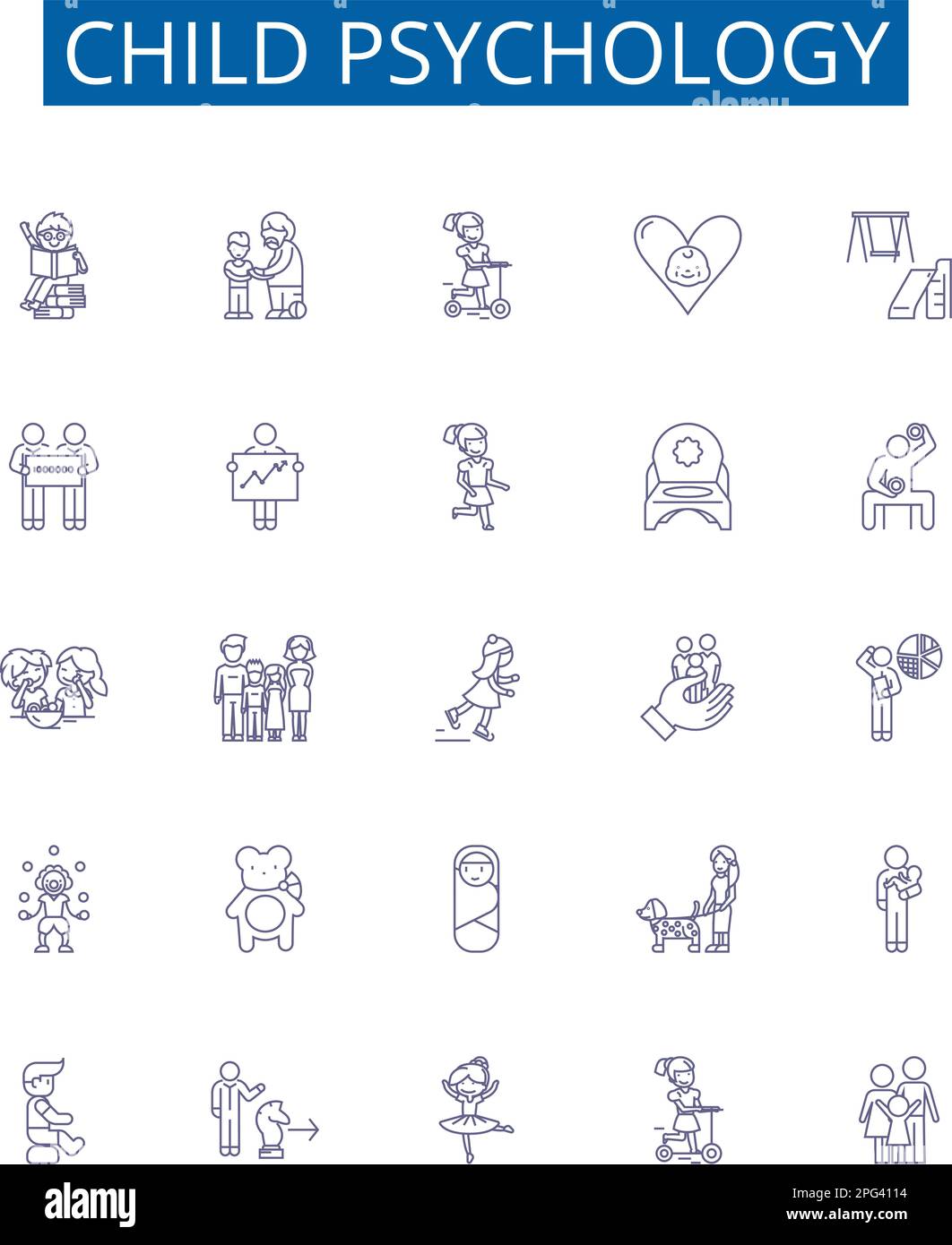 Child psychology line icons signs set. Design collection of Child ...