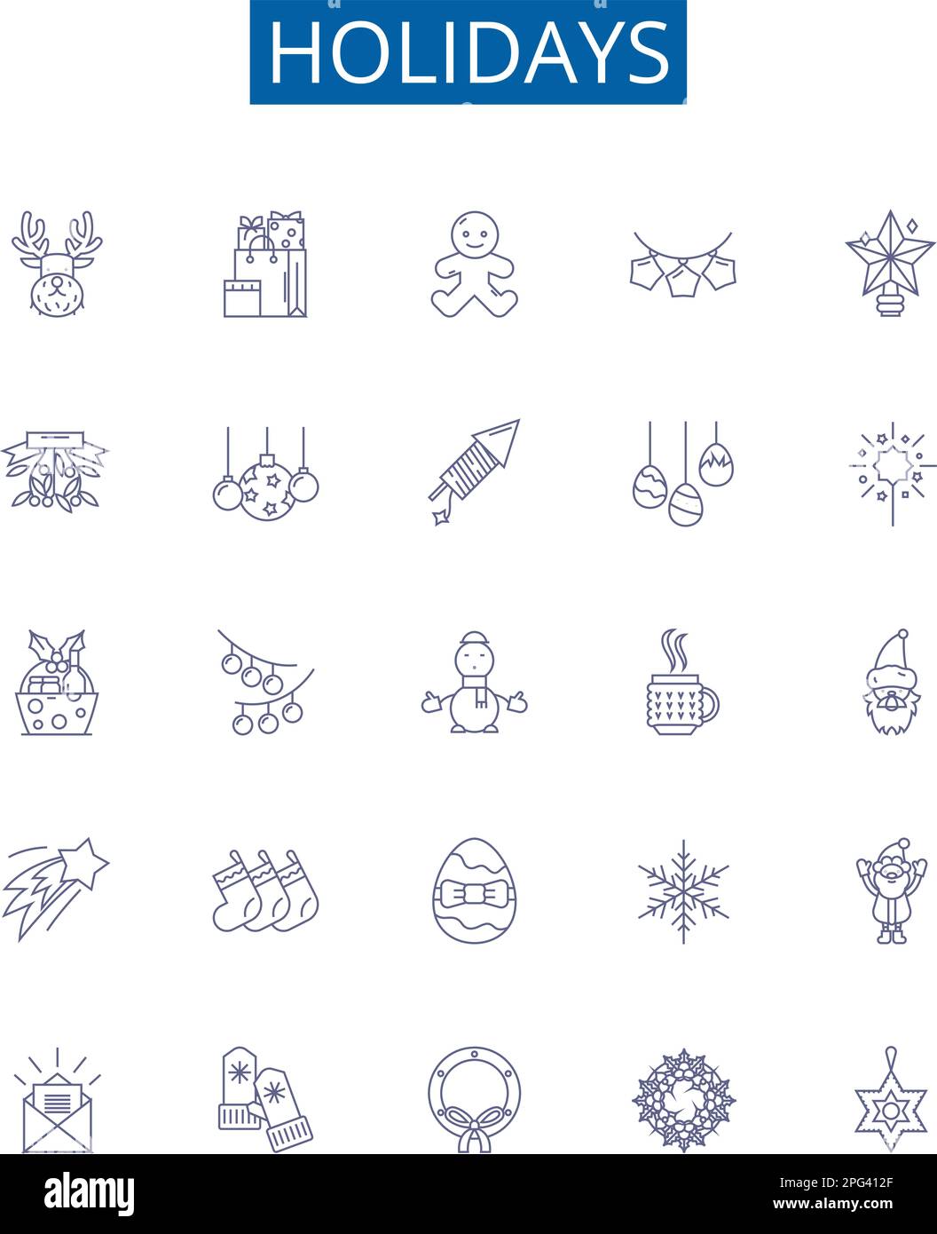 Holidays line icons signs set. Design collection of Vacation, Festive ...