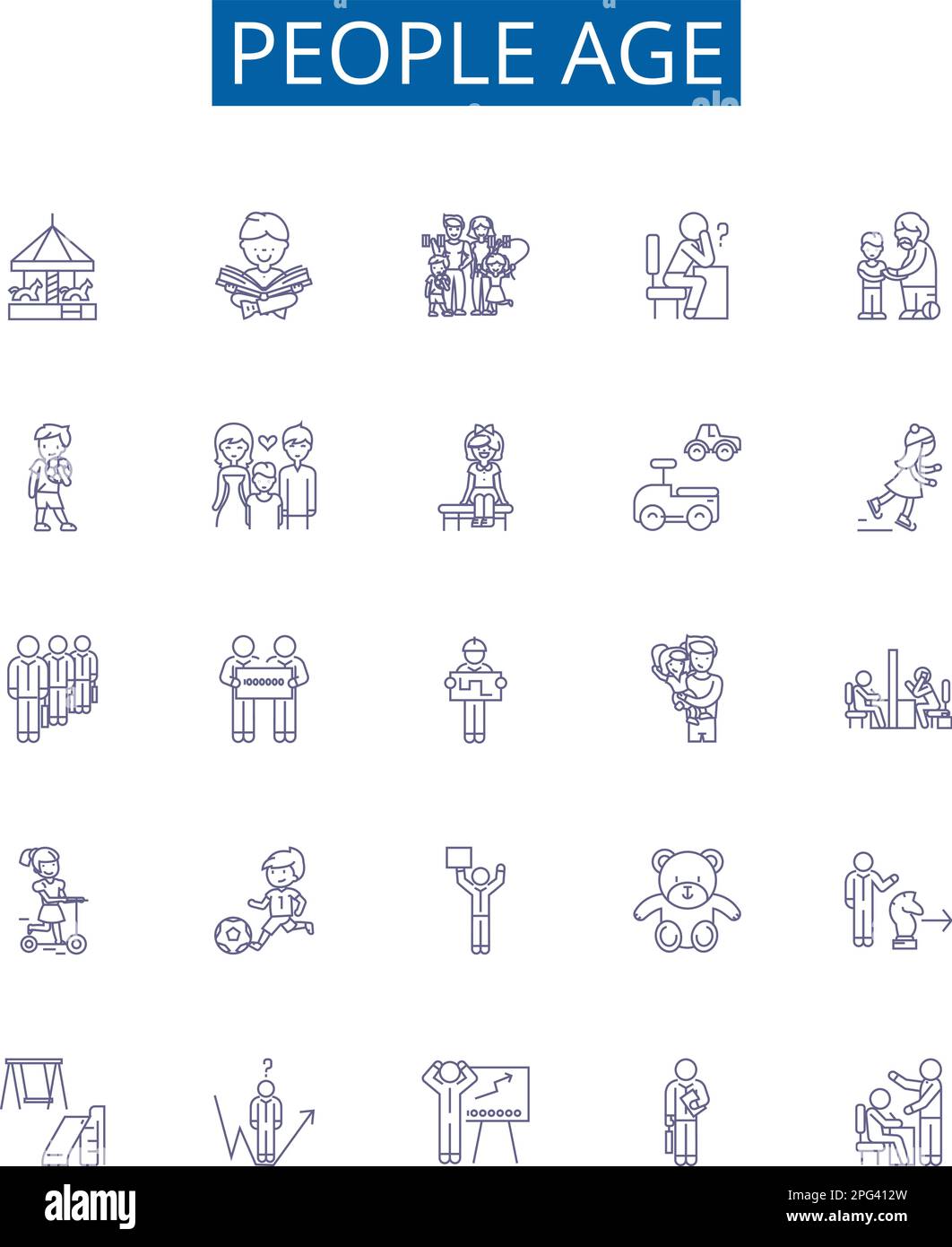 People age line icons signs set. Design collection of Aging, Maturation ...