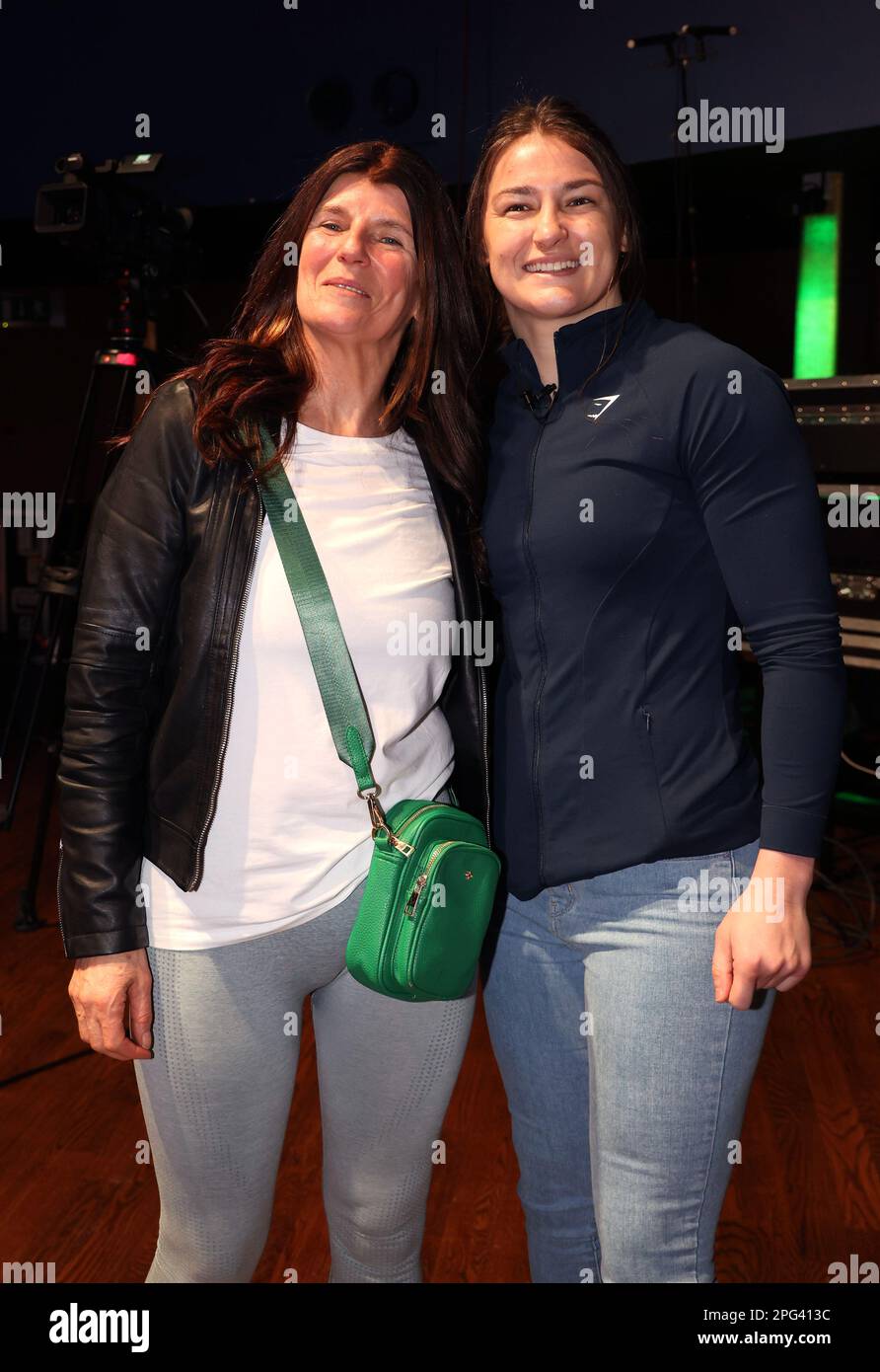 Katie Taylor (right) and her mother Bridget Taylor before a press conference at The Mansion ...