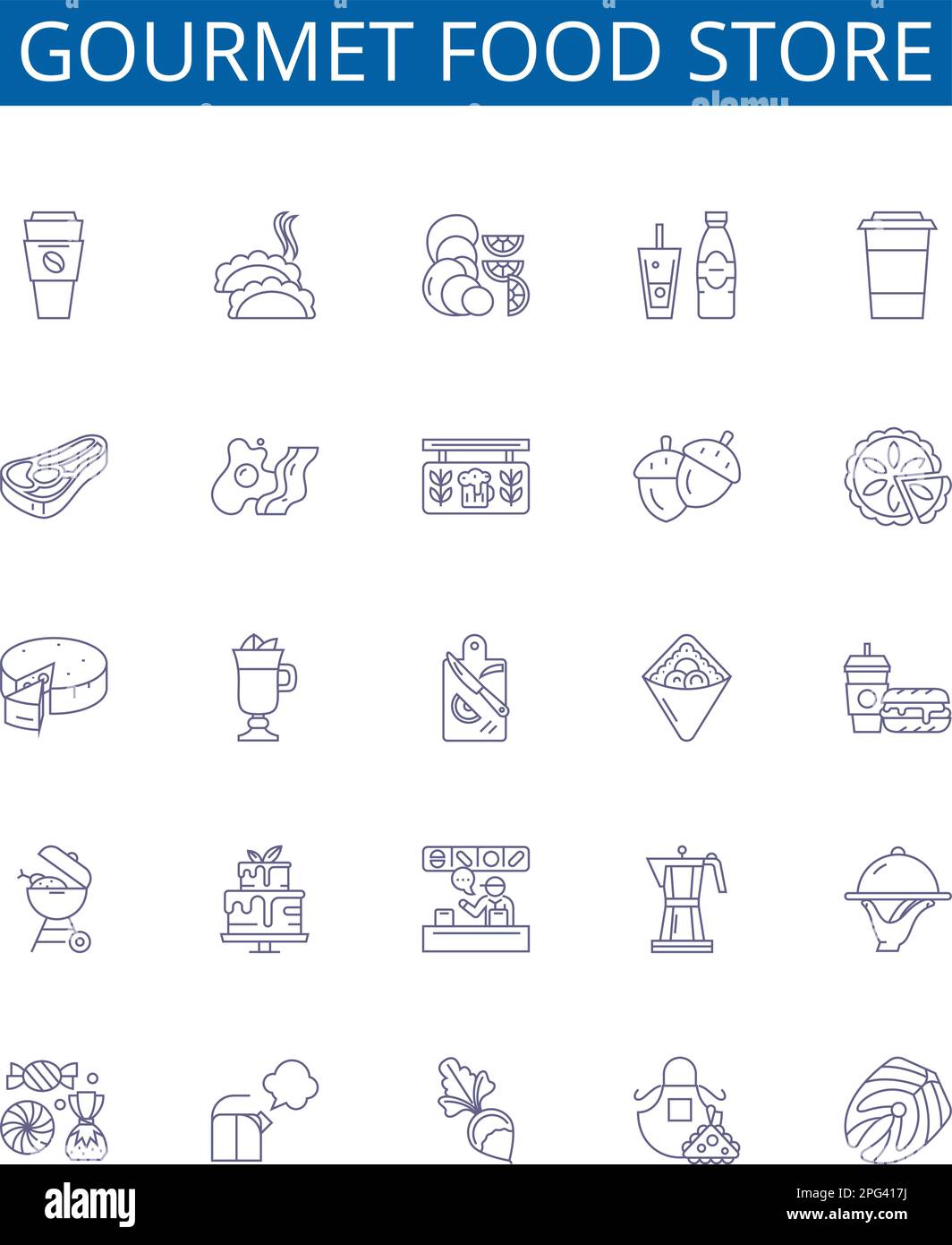 Gourmet food store line icons signs set. Design collection of Gourmet ...
