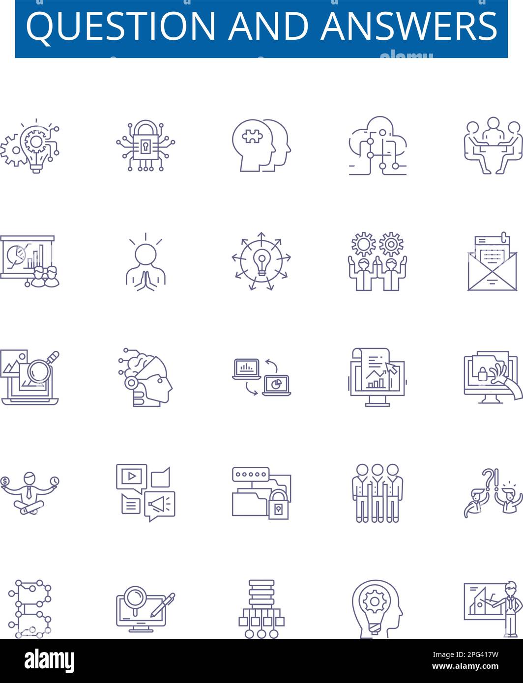 Question and answers line icons signs set. Design collection of Questions, Answers, Quiz ...