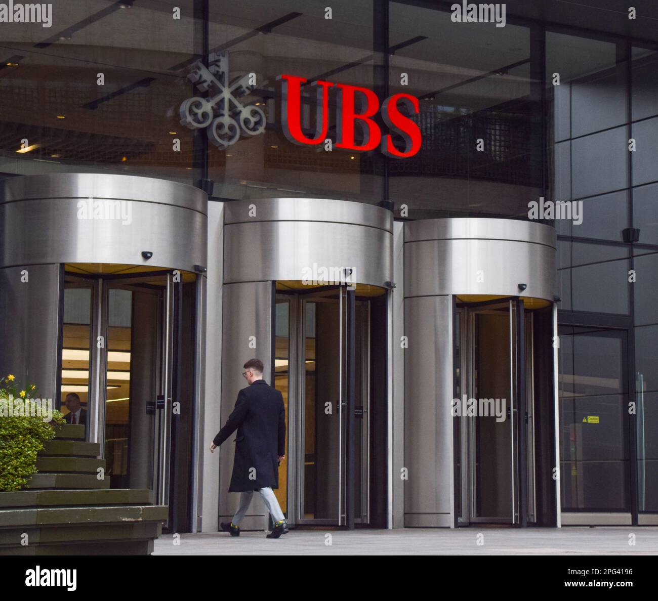 London, UK. 20th Mar, 2023. General view of UBS UK offices in the City ...