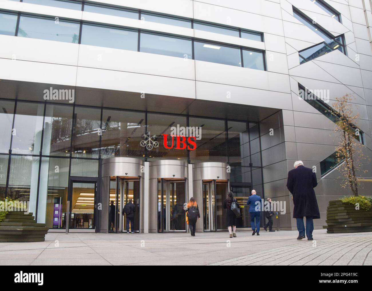 London, UK. 20th Mar, 2023. General view of UBS UK offices in the City ...