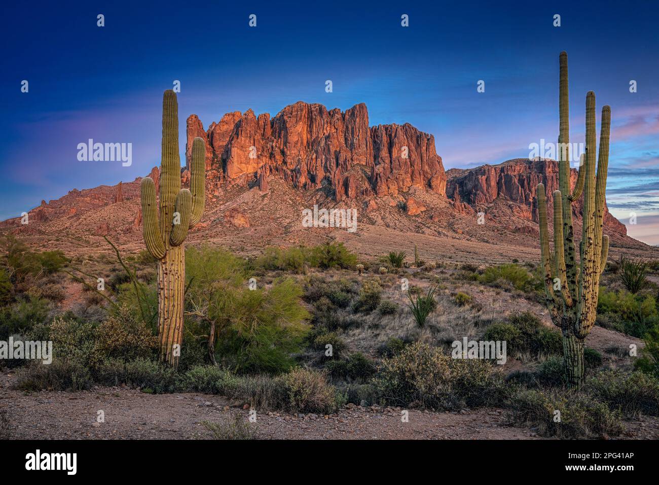 The Superstition Mountains at Lost Dutchman State Park Stock Photo - Alamy