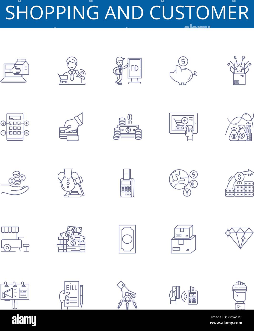 Shopping and customer line icons signs set. Design collection of ...