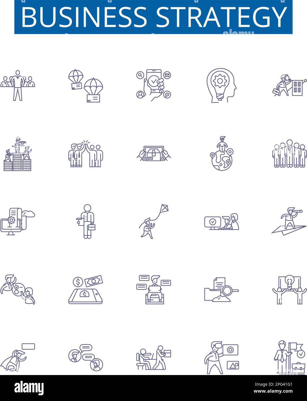 Business strategy line icons signs set. Design collection of Planning ...