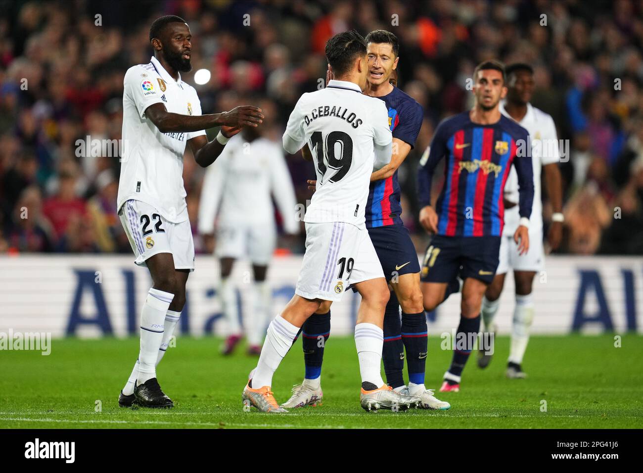 Daniel Ceballos, Antonio Rudiger of Real Madrid and Robert Lewandowski ...
